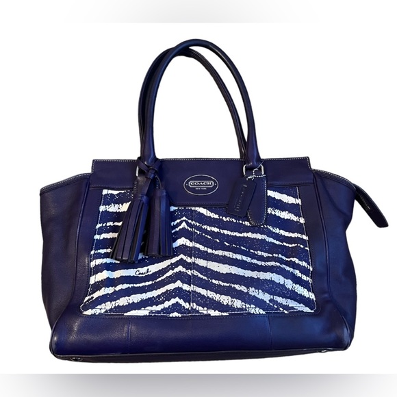 Coach | Bags | Coach Legacy Candace Purple Leather Zebra Print Carryall ...